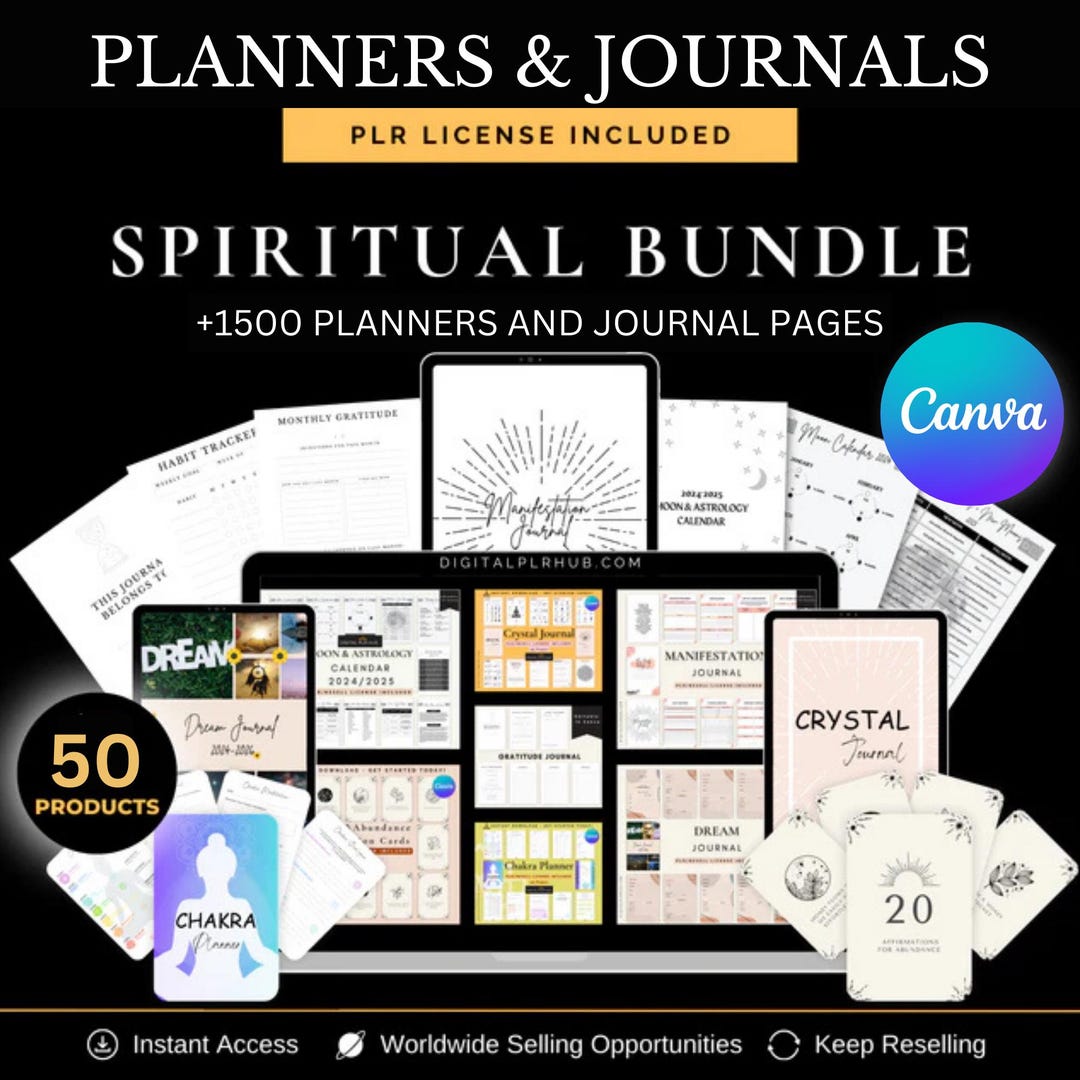 Spiritual Planner Journal Bundle: Moon, Tarot, Witchy (editable Canva ...