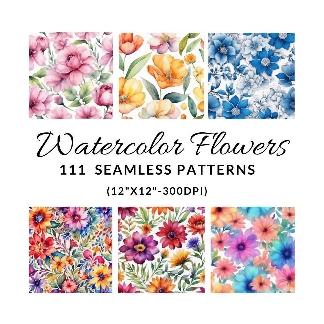 MEGA BUNDLE 111 Digital Flower Patterns and Collage Sheets Blossom Your ...