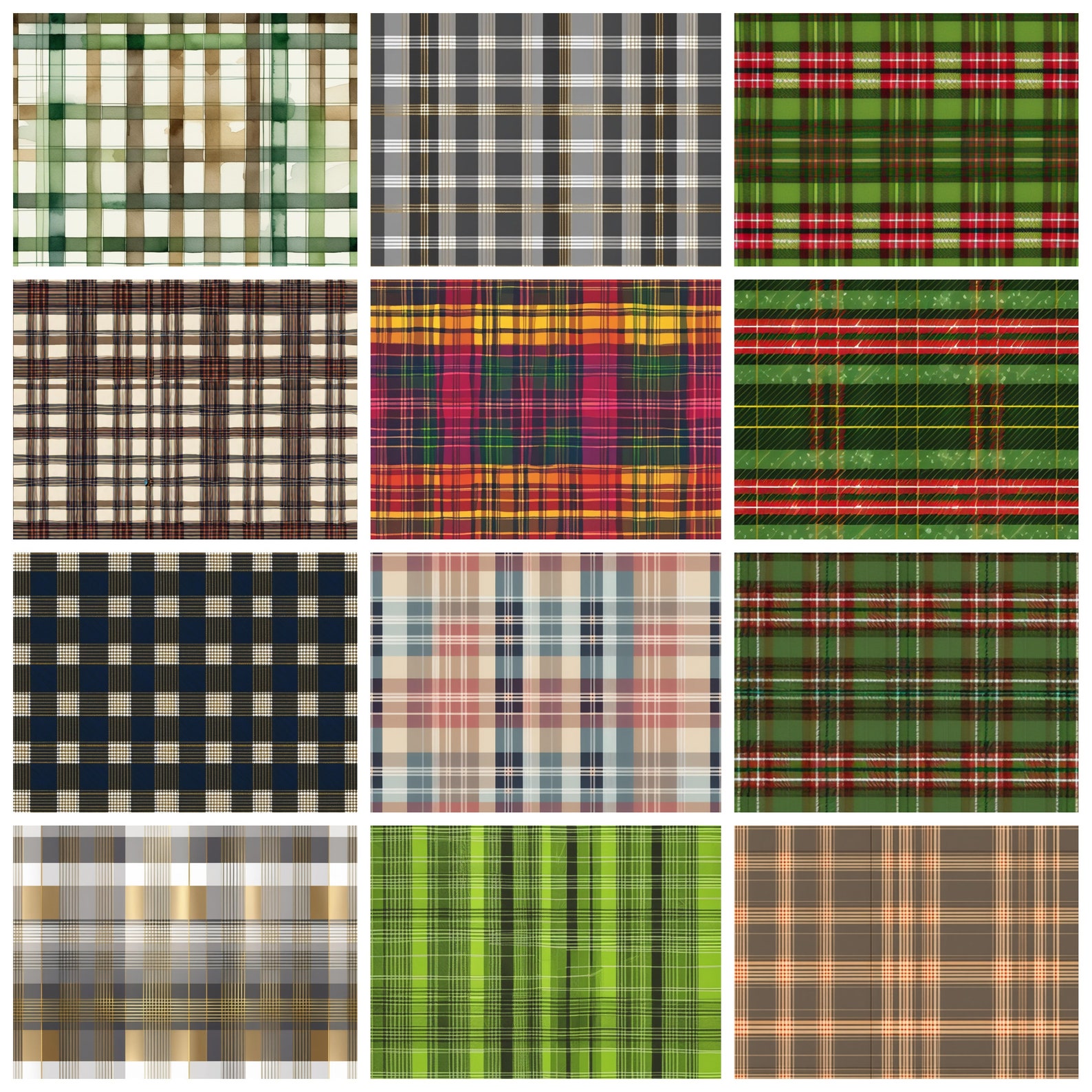 50 Tartan Plaid Digital Paper: Seamless Scottish Backgrounds ...