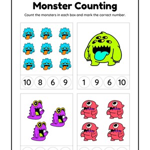 100 Cute Monster Printable Activity Pages for Kids & Toddlers, Easy ...