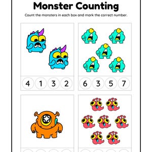 100 Cute Monster Printable Activity Pages for Kids & Toddlers, Easy ...