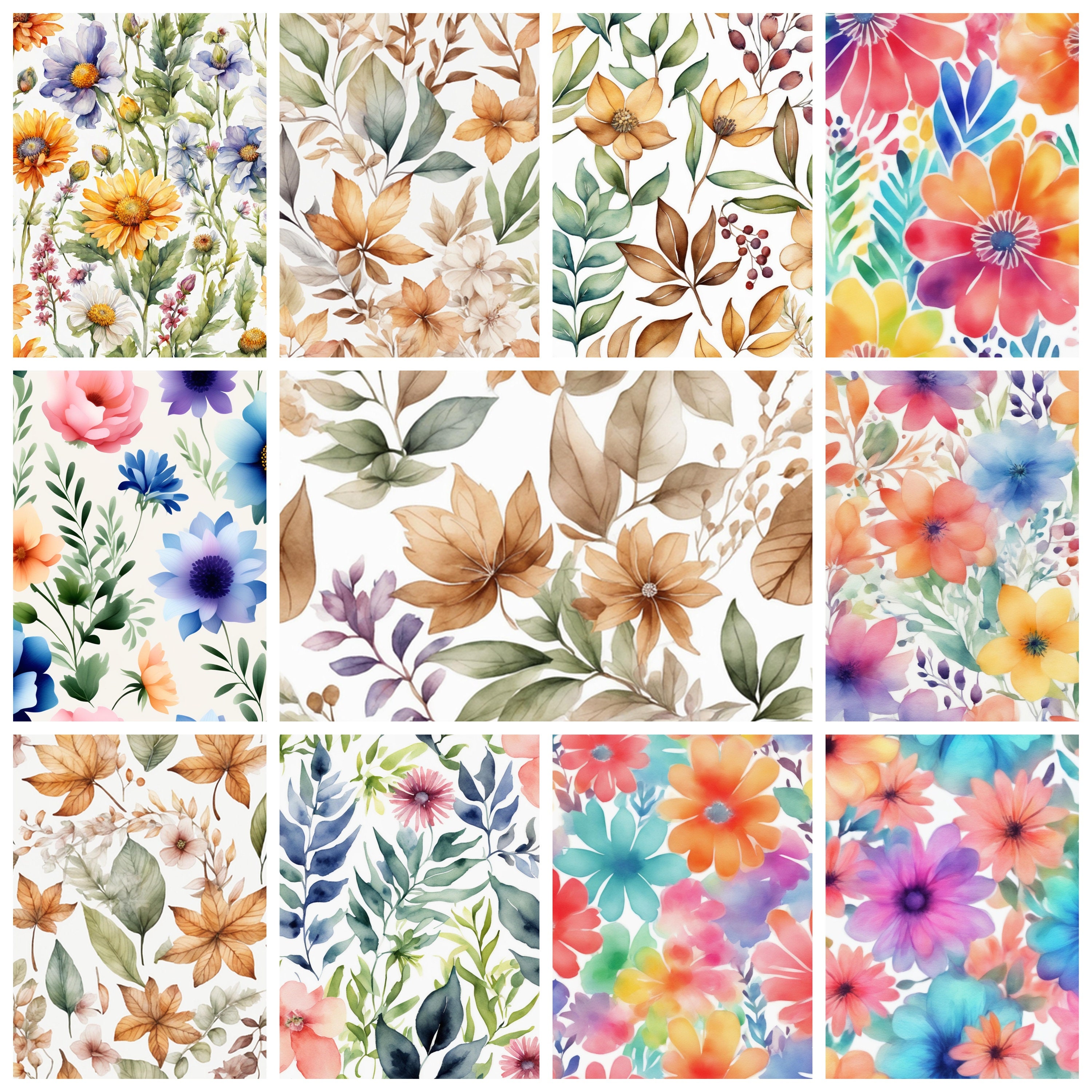 MEGA BUNDLE 111 Digital Flower Patterns and Collage Sheets Blossom Your ...