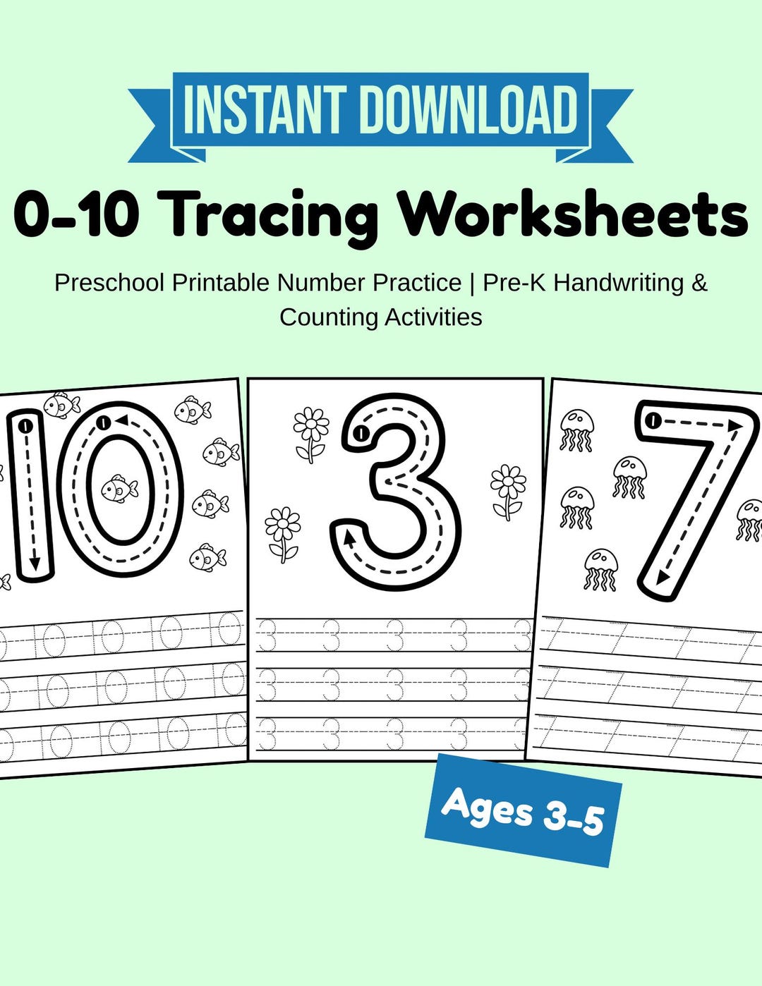 Number Tracing Worksheets 0-10 | Preschool Printable Number Practice ...