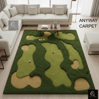 Golf Course Green Hand Tufted High Low Texture Wool Rug for Kids Room ...
