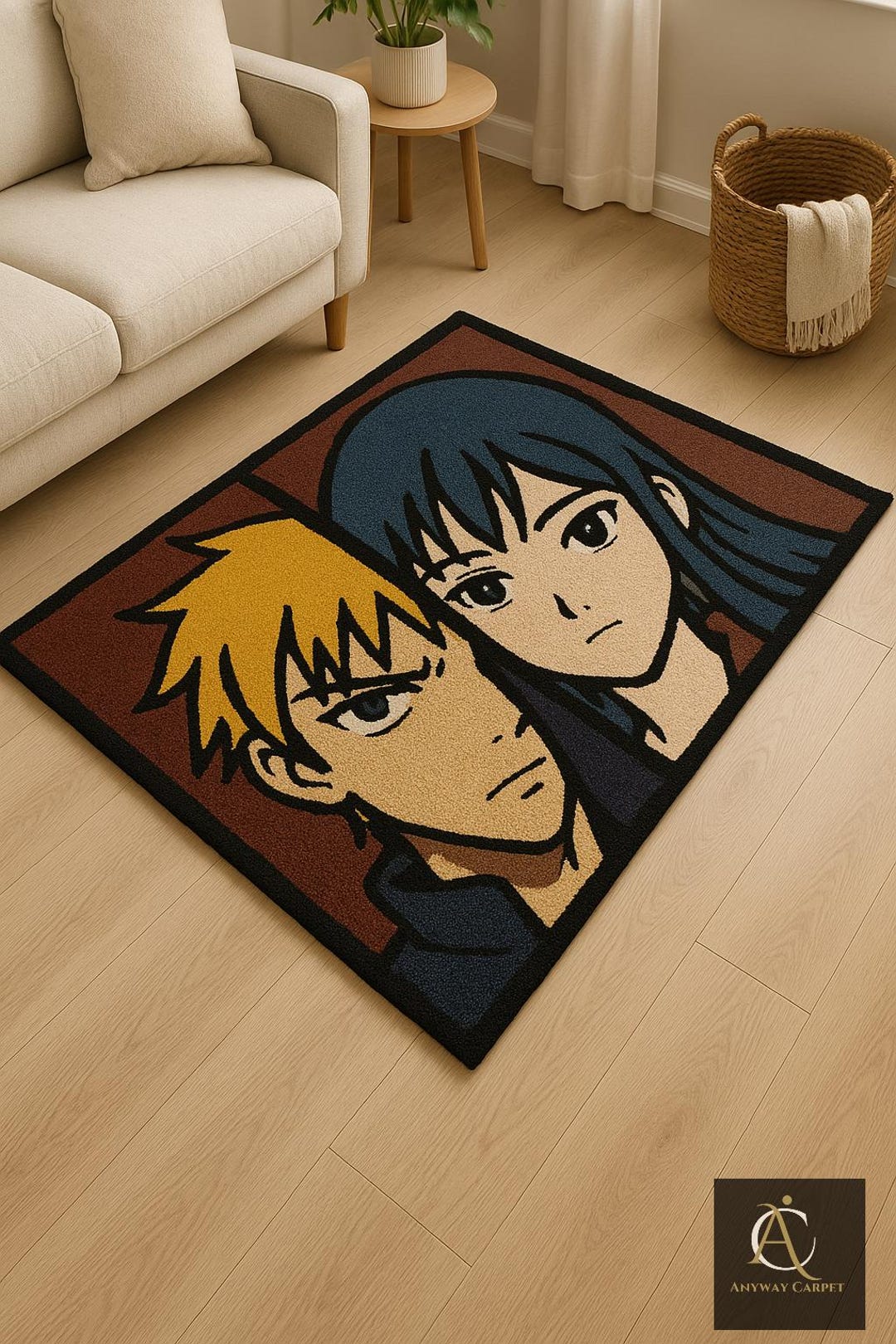 Custom Anime Tufted Rug – Split-face Fan Art Carpet | Unique Otaku ...