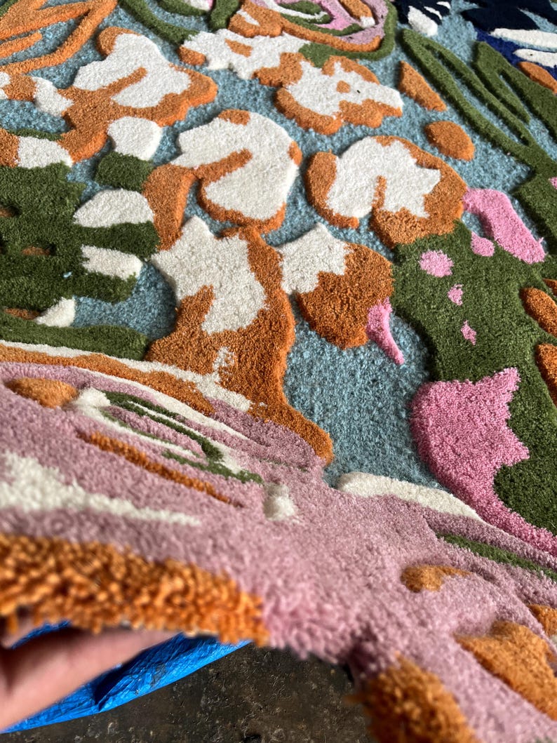 Handmade Maximalist Floral Rug: Colorful Boho Tropical Carpet - Etsy UK
