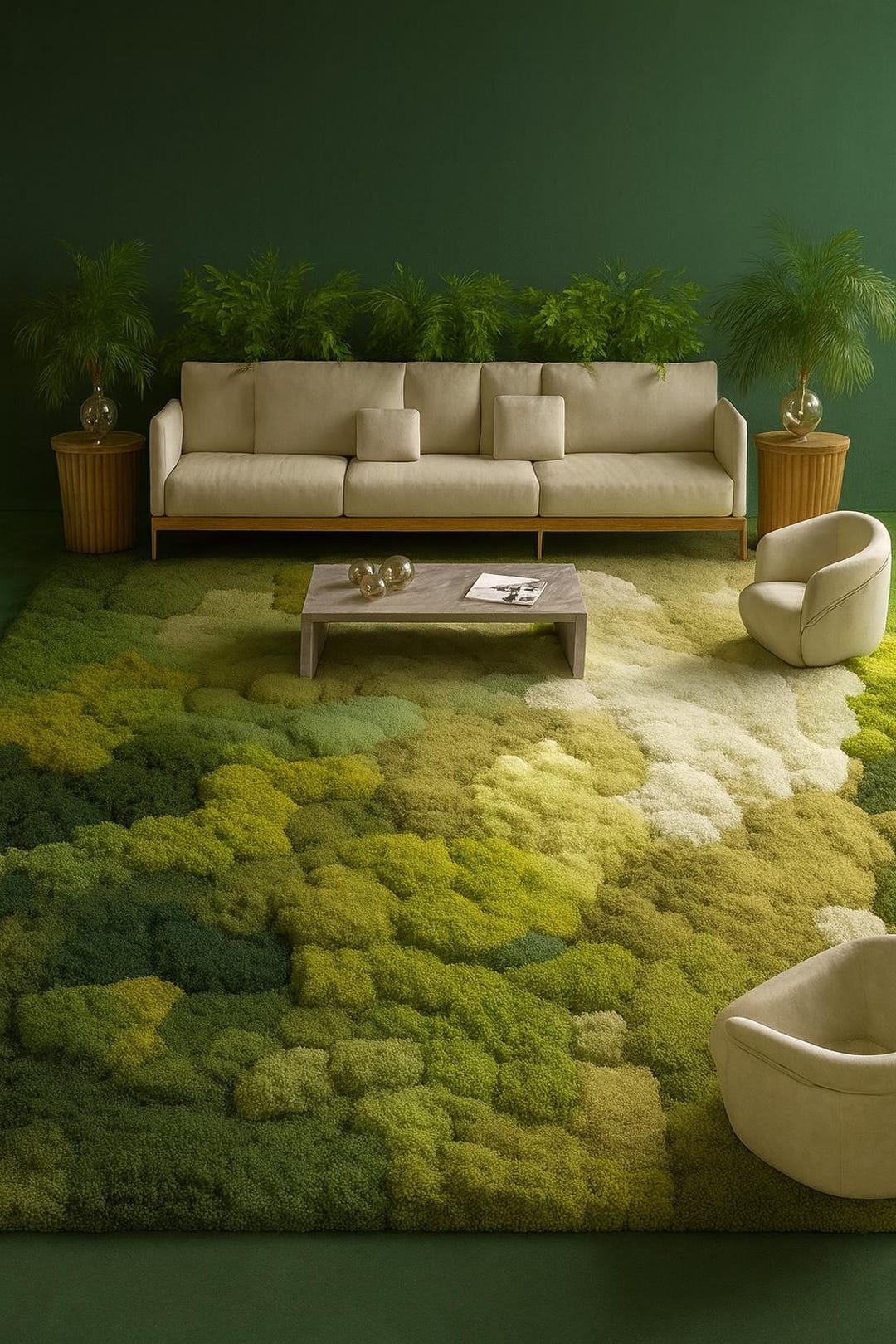 Hand-tufted Wool Moss Rug: Plush Green High-pile Carpet - Etsy UK