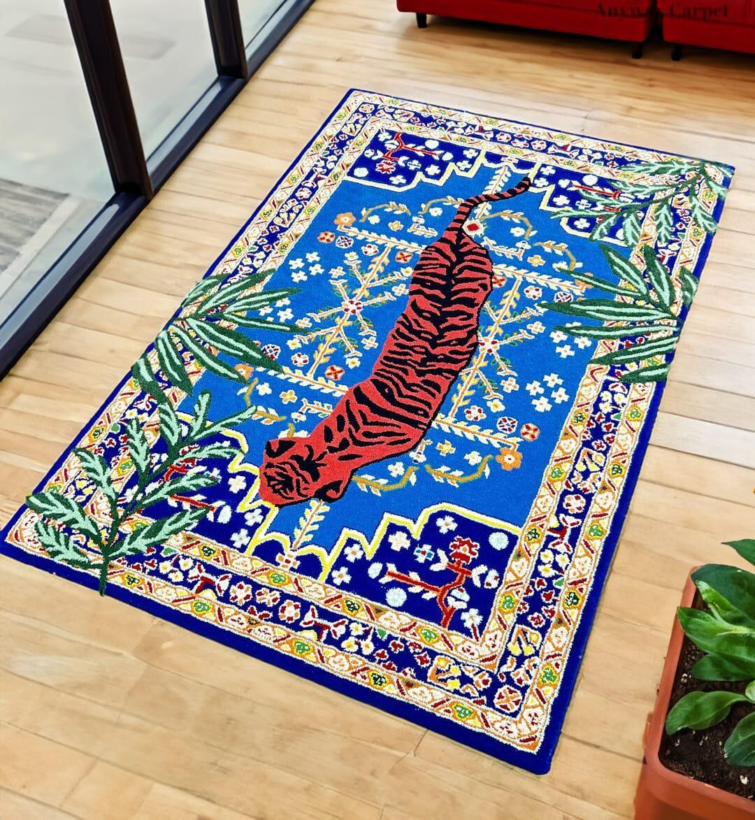 Modern Hand Tufted Bengal Tiger Pattern Pop Art Rug, Rugs for Your ...