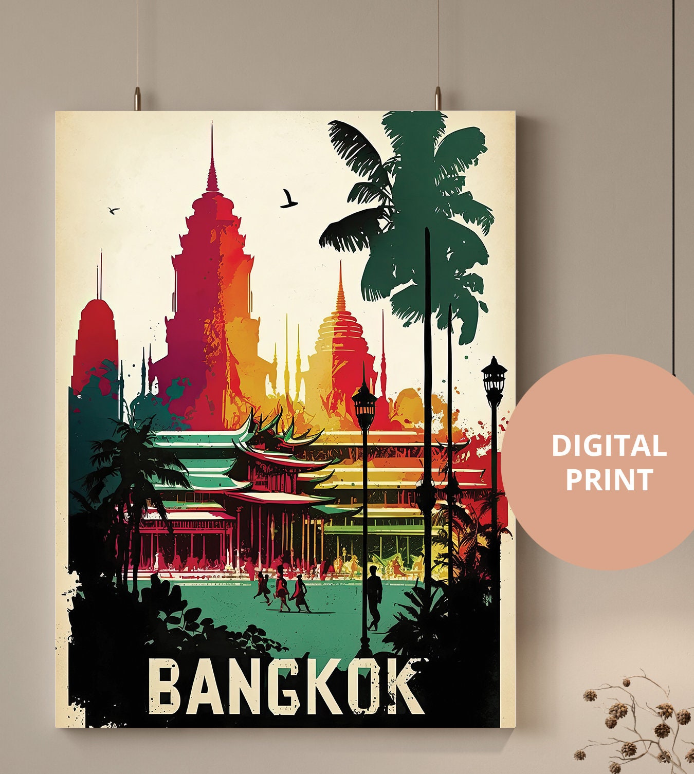 Bangkok Thailand Travel Poster Digital Print Instant Printable Wall Art ...