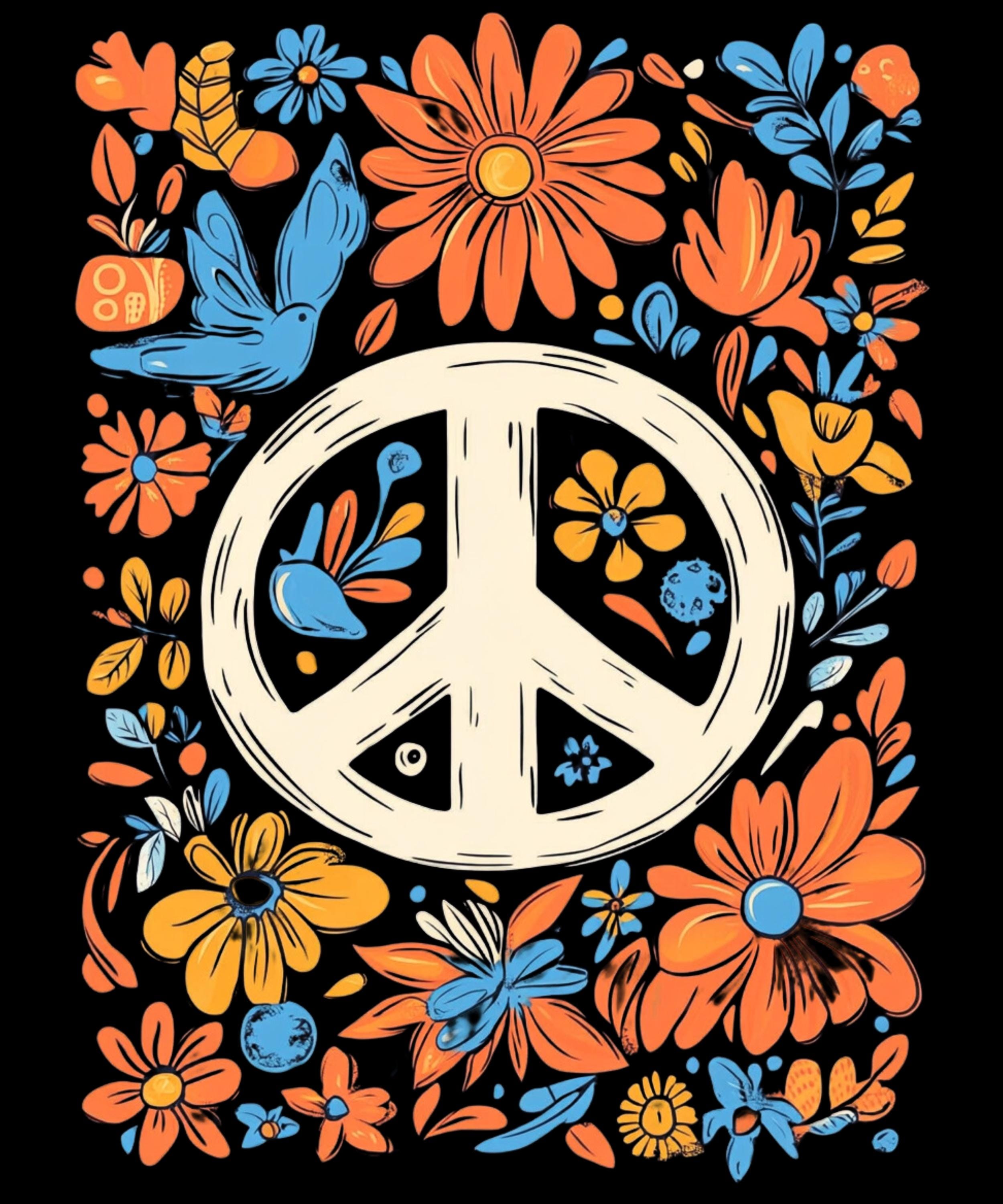 3 PNG " Hippie Trippy Peace Sign Floral Abstract Psychedelic " - Etsy