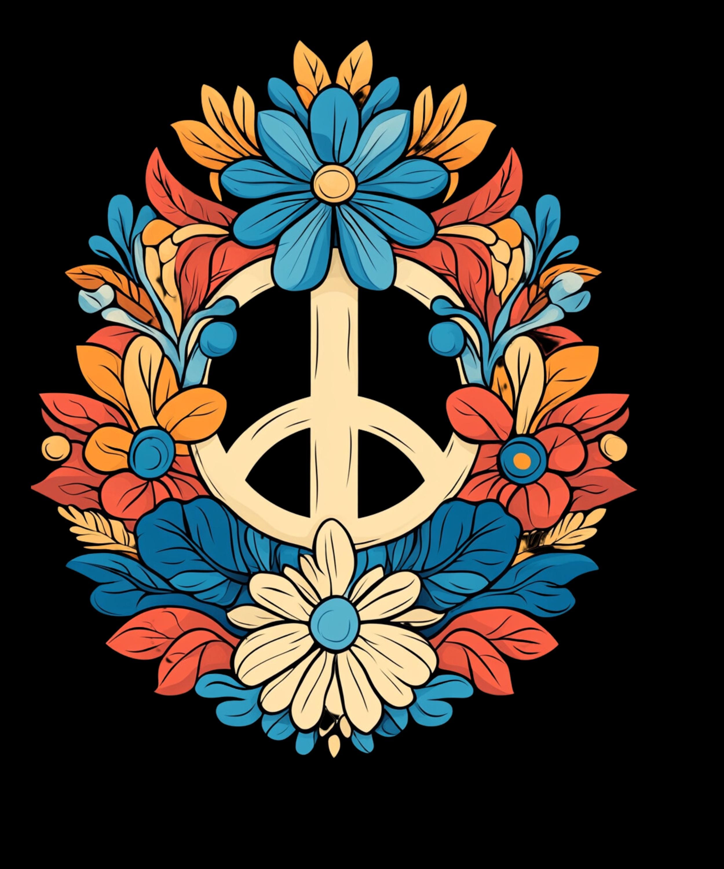 3 PNG " Hippie Trippy Peace Sign Floral Abstract Psychedelic " - Etsy
