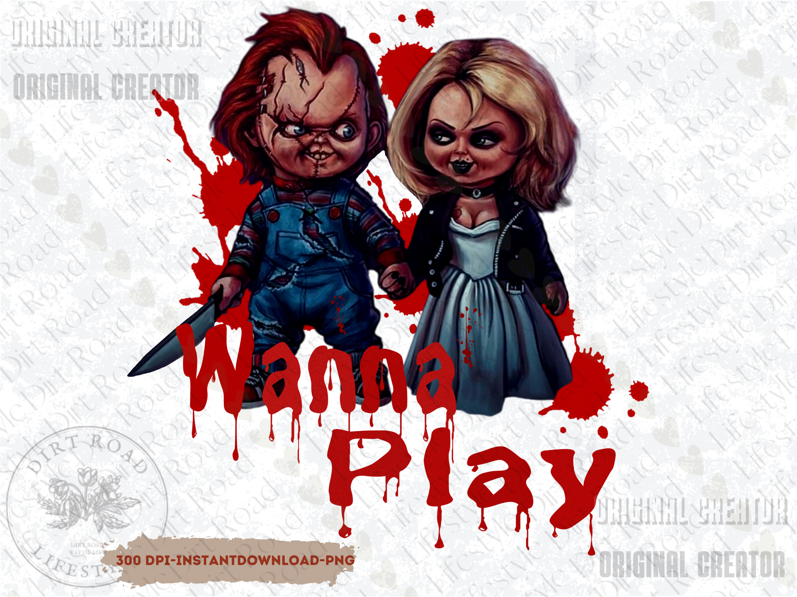 Wanna Play Chucky and Bride Sublimation Design, Digital Download ...