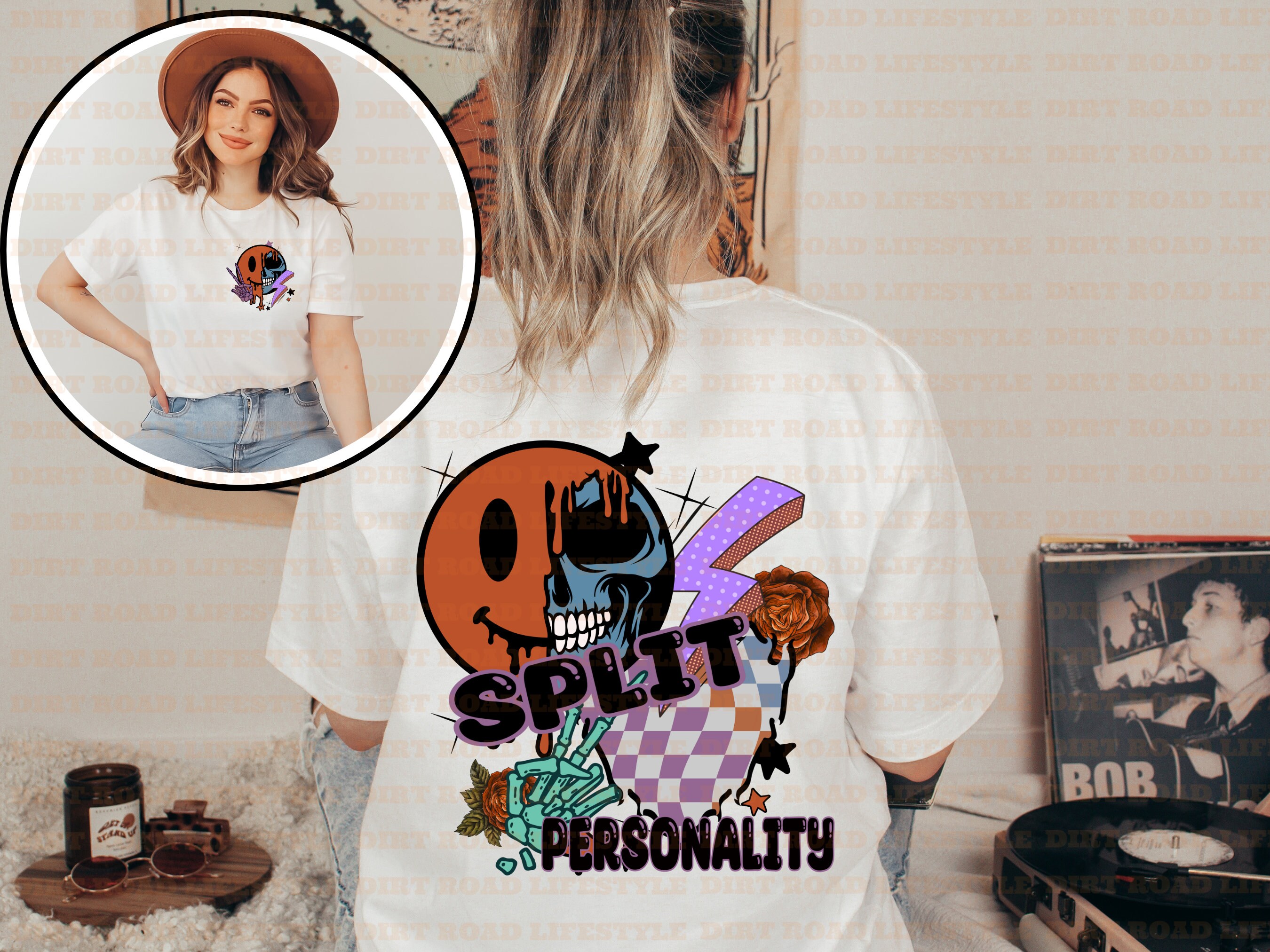 Skeleton Smiley Sublimation Design, Split Personality PNG, Digital ...