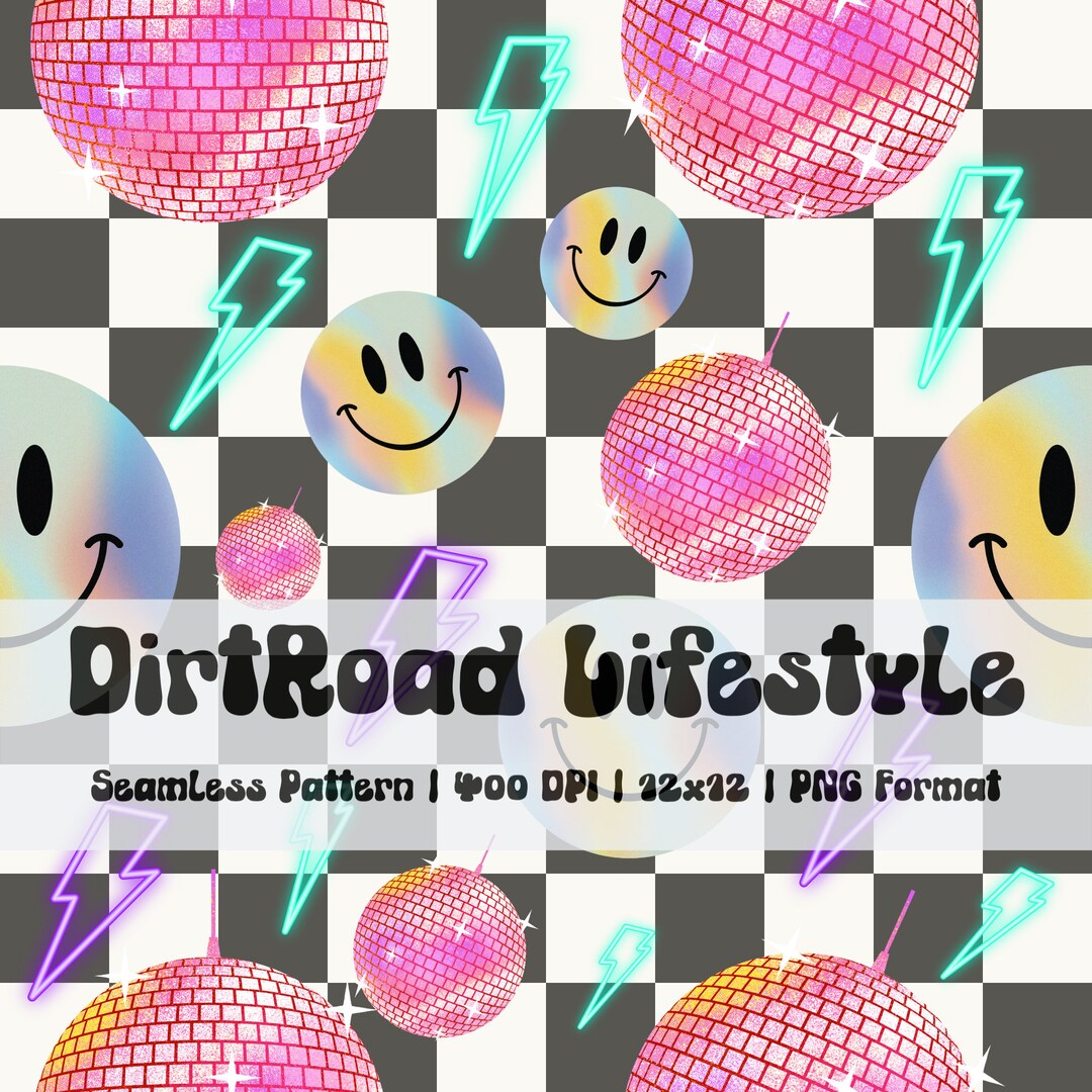 Smiley Disco Seamless Pattern Design, Digital Paper, Digital Download ...