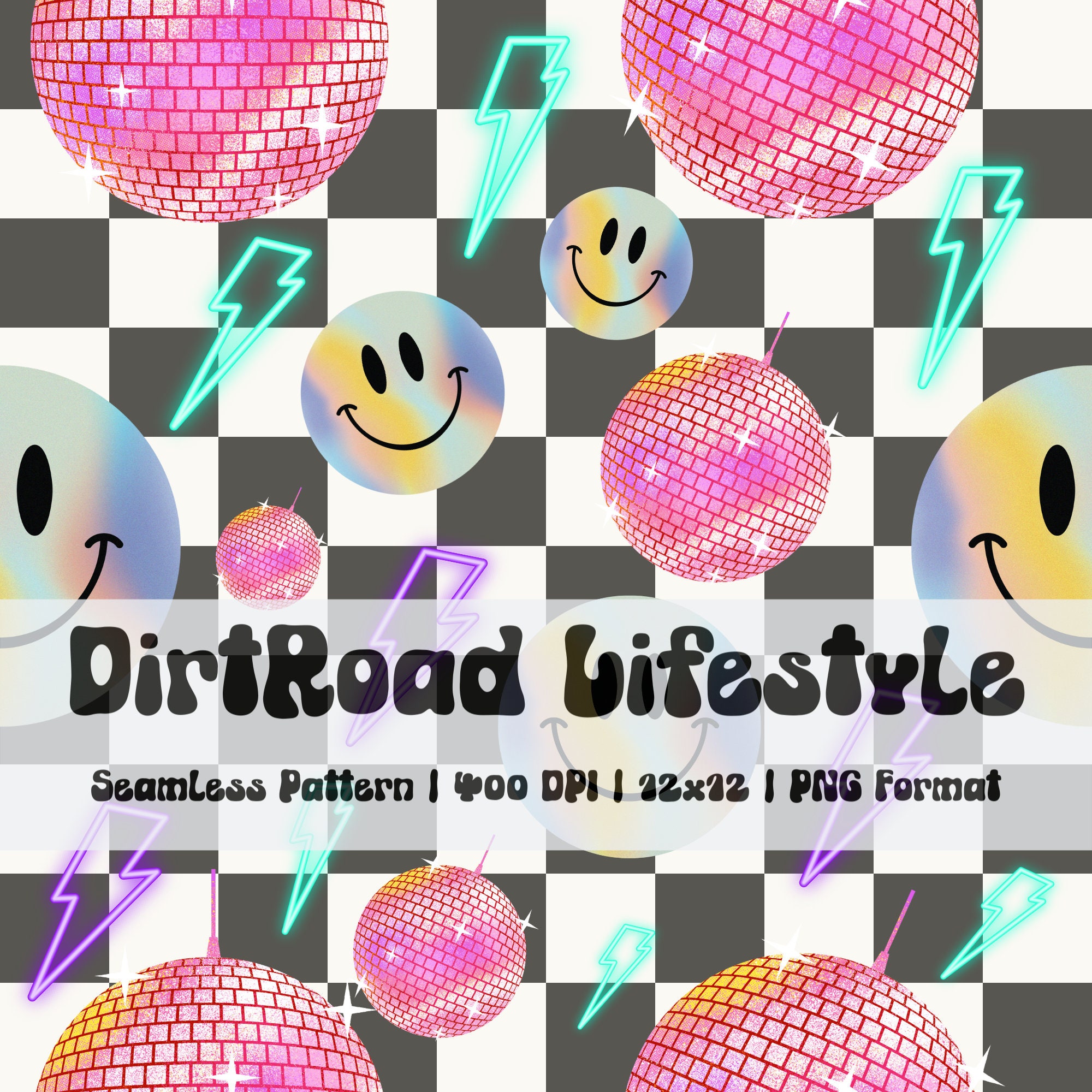 Smiley Disco Seamless Pattern Design, Digital Paper, Digital Download ...