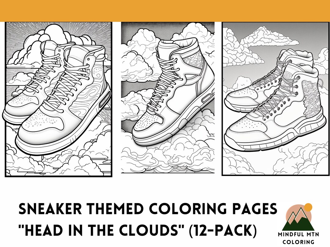 Sneaker Coloring Pages, Set of 12 Sneaker Themed Downloadable Printable ...