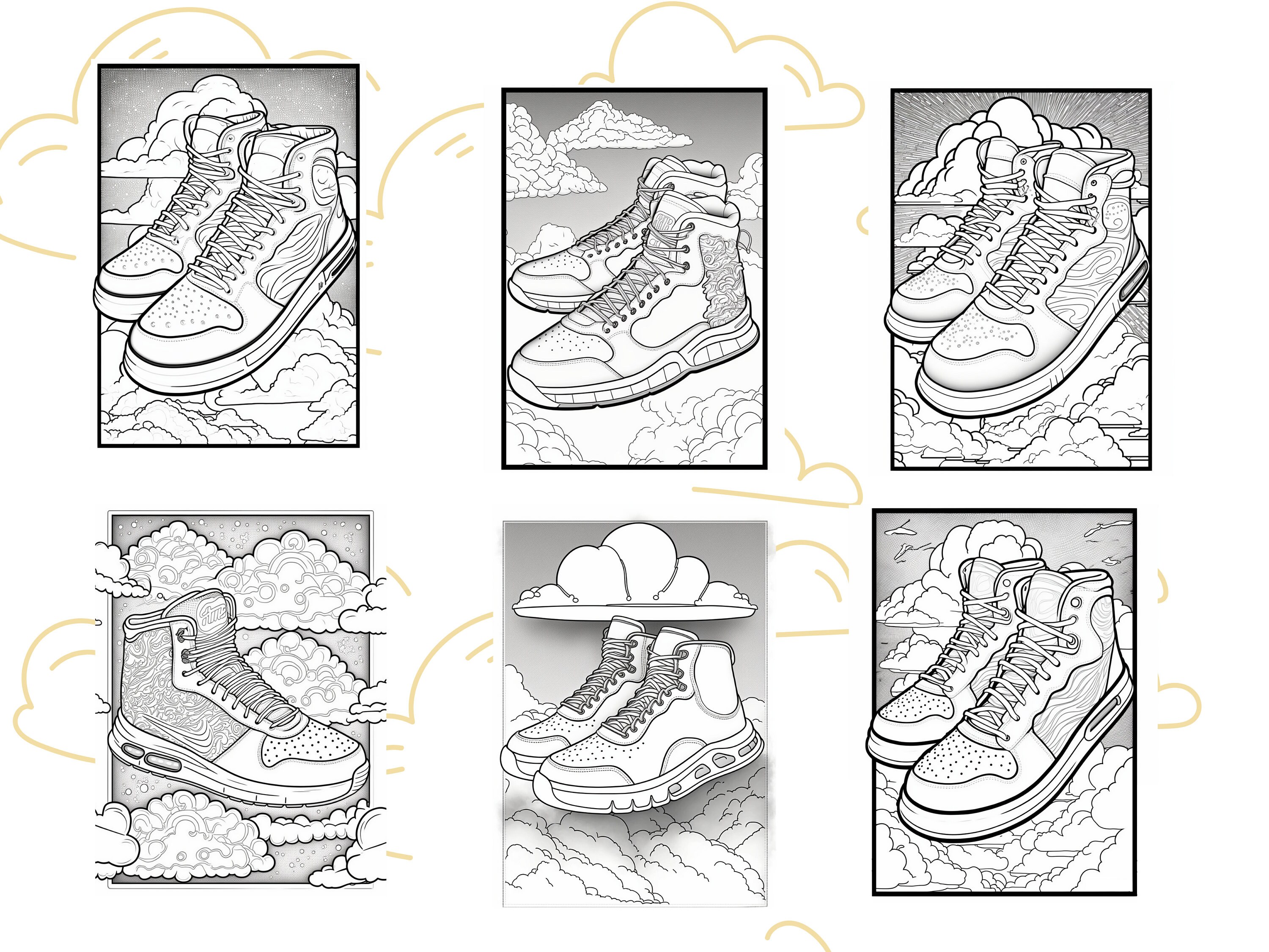 Sneaker Coloring Pages, Set of 12 Sneaker Themed Downloadable Printable ...