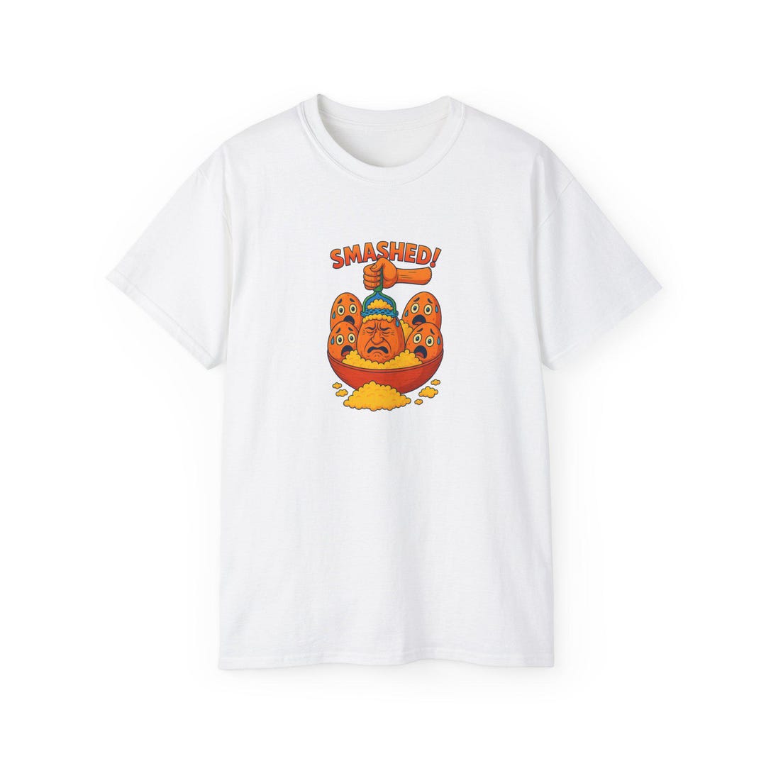 Unisex Tee - 'SMASHED' Mashed Potato Cartoon Chaos Funny T-shirt ...