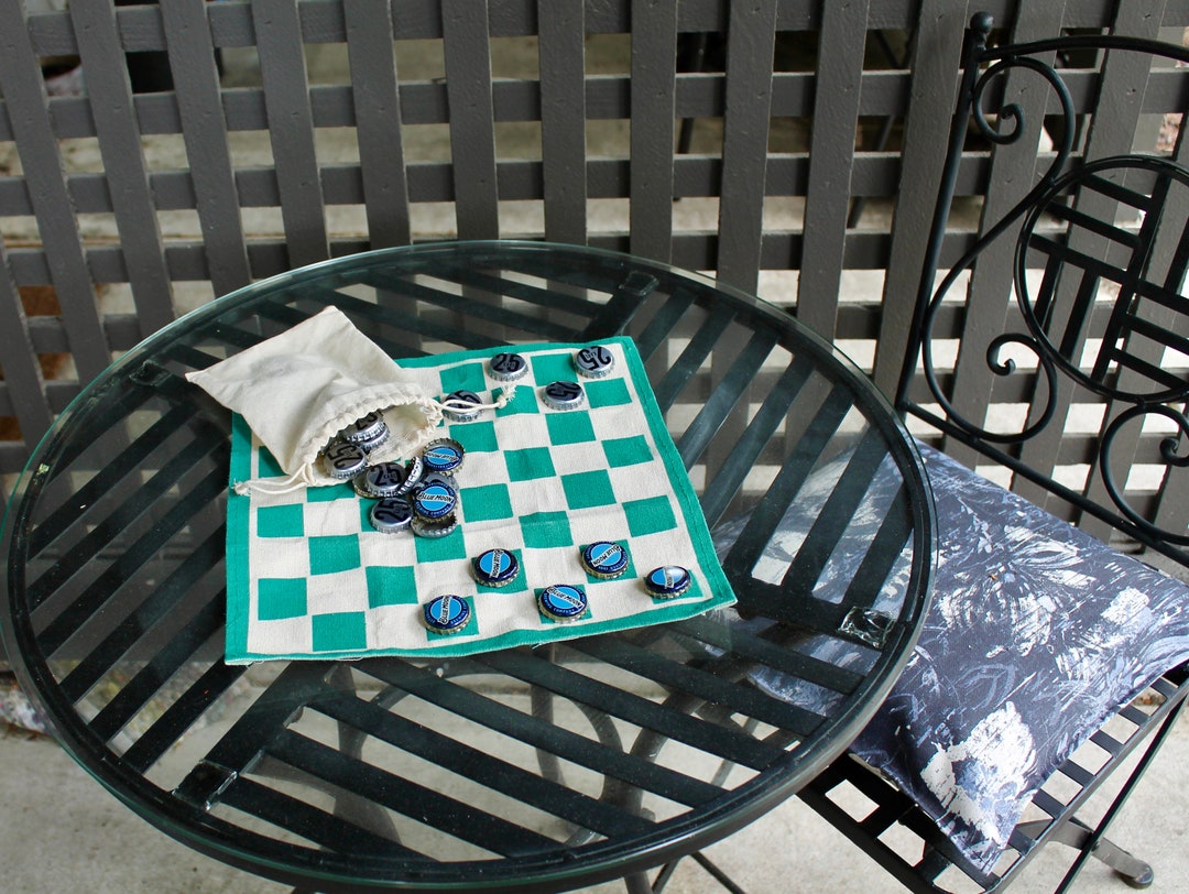 Travel Checker Board | Beer Bottle Caps | Bar Accessories | Board Game ...