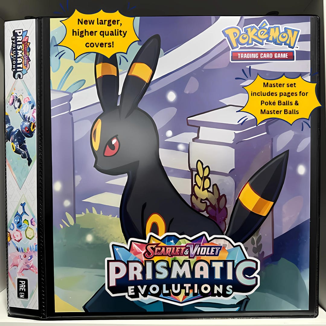 Prismatic Evolutions Pokémon Binder W/exact Pages, Laminated Cover ...