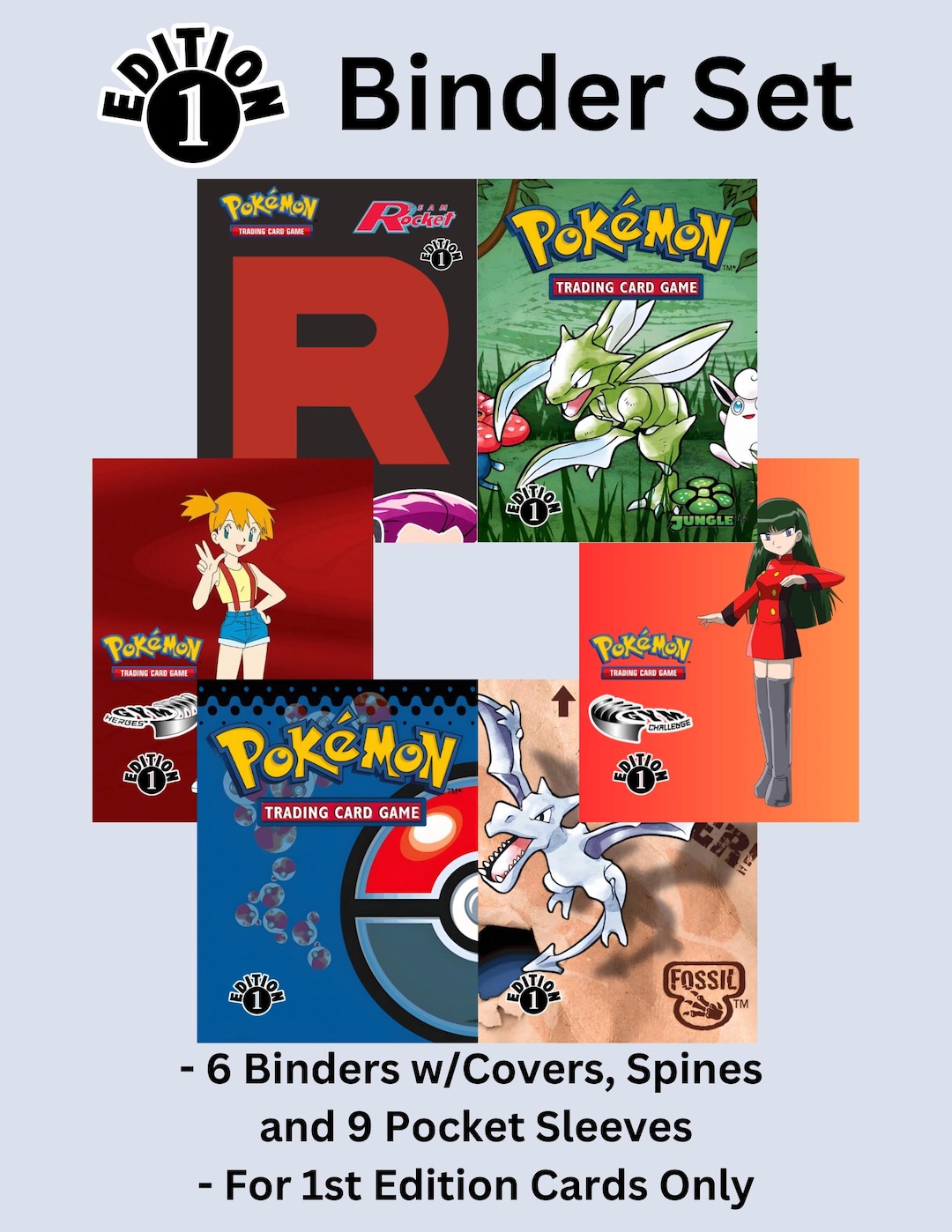 1st Edition Binder Set W/exact Number of Pages for Base, Jungle, Fossil ...