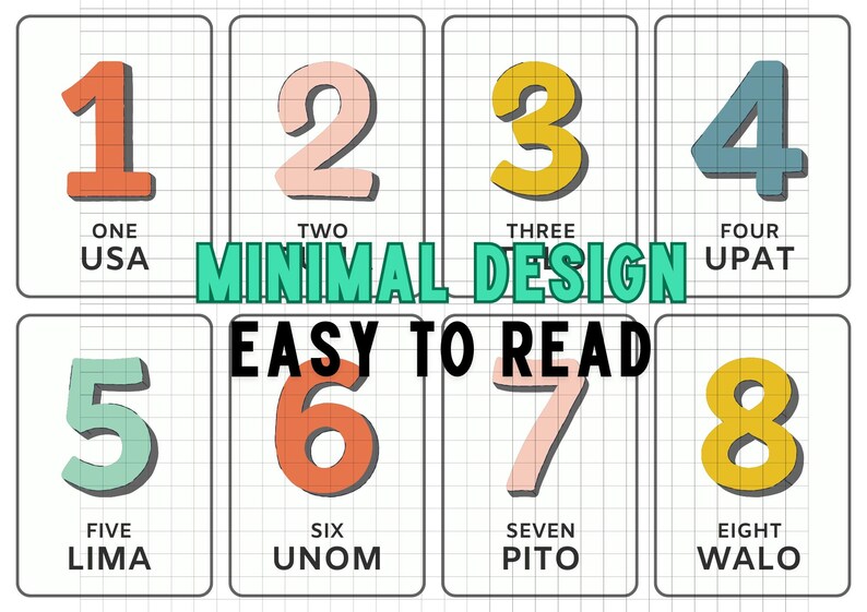 Visayan - English Flashcards Numbers - Etsy