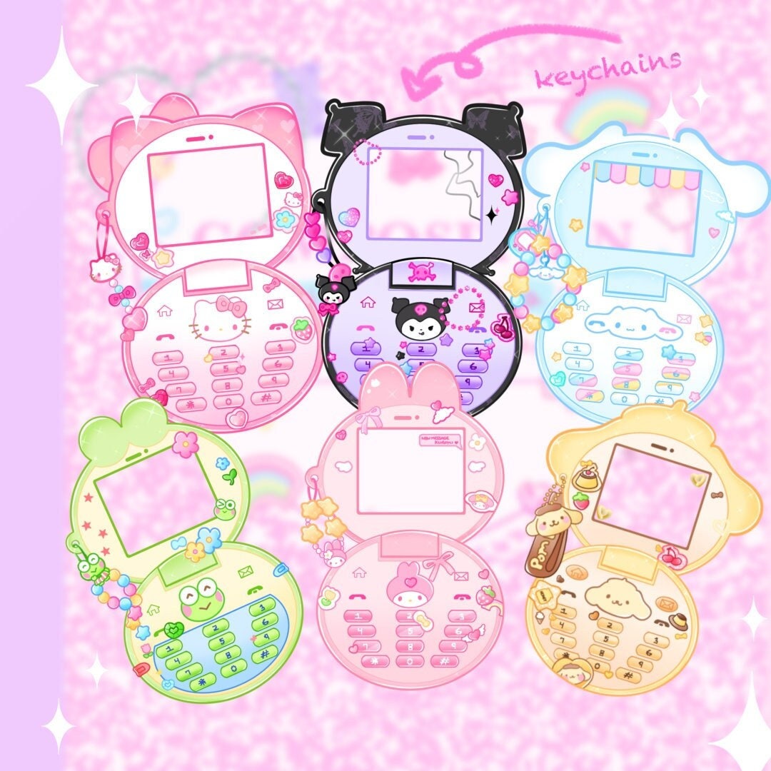 Y2K Kawaii Flip Phone Glitter Epoxy Doublesided Keychains - Etsy