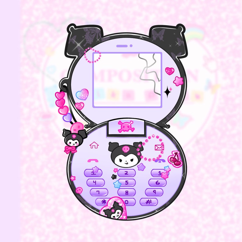 Y2K Kawaii Flip Phone Glitter Epoxy Doublesided Keychains - Etsy