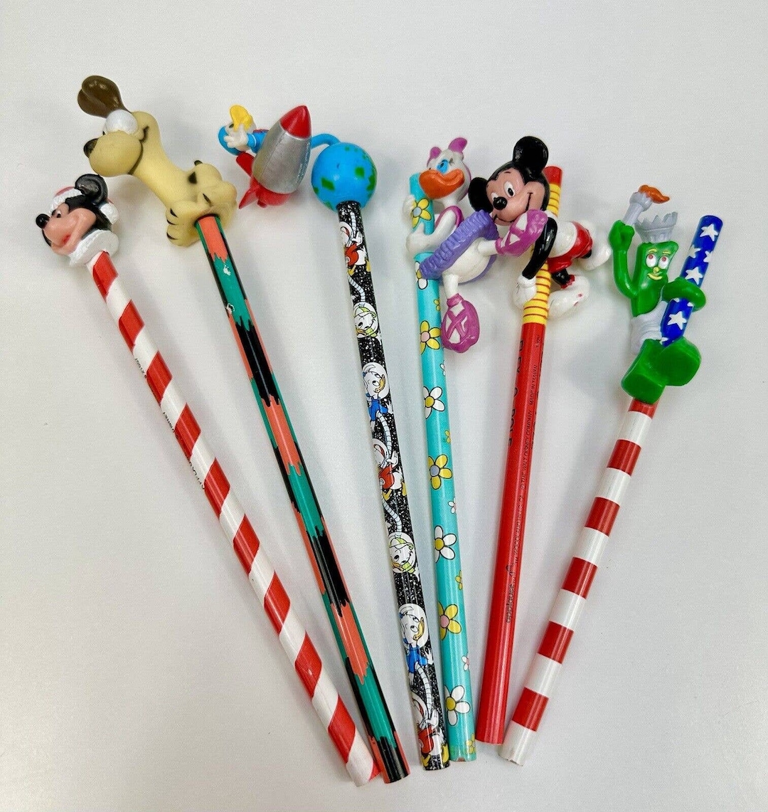 VTG Rare Pencils Toppers DISNEY Garfield Mickey Gumby LOT of - Etsy