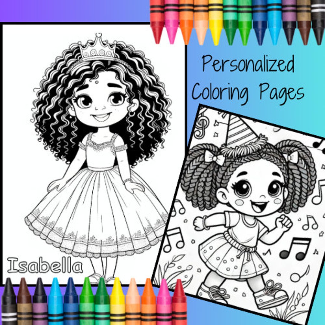 Personalized Birthday Coloring Book Pages - Custom Set of 3 for Kids ...