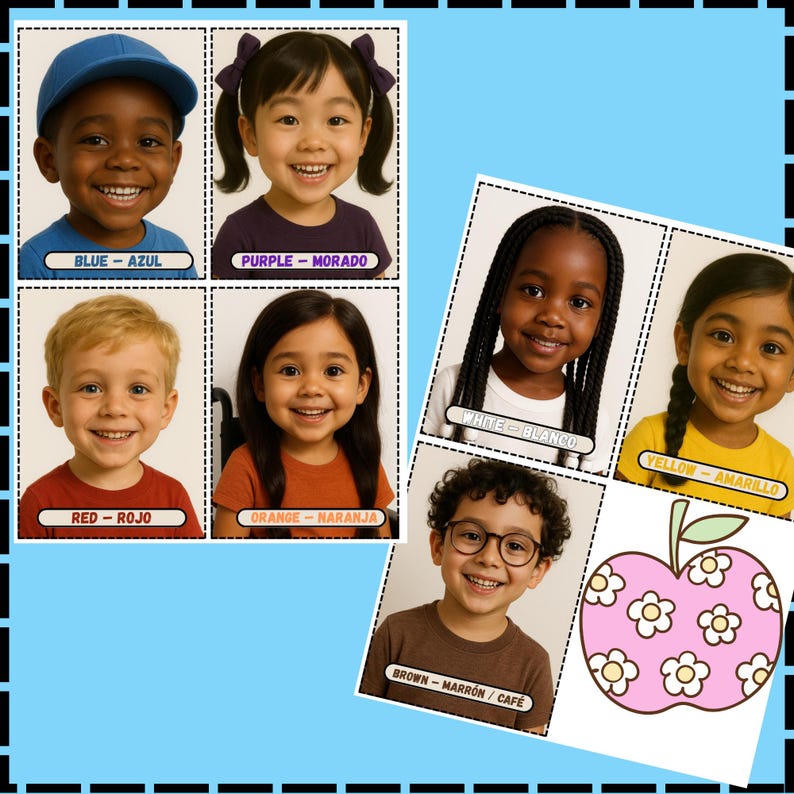 Bilingual Color Flashcards for Kids English & Spanish Learning Cards ...