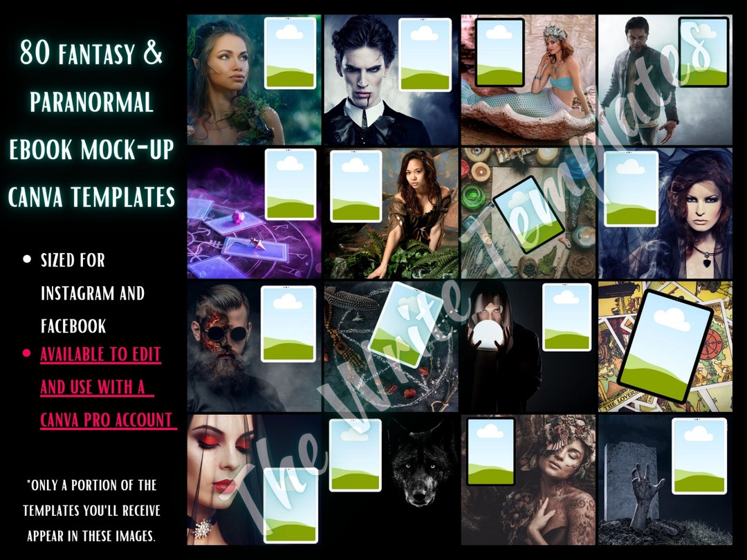 80 Fantasy & Paranormal Ebook Mock-up Canva Pro Templates for Authors ...