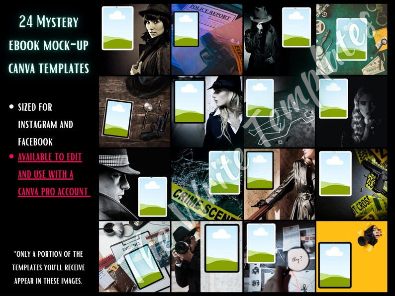 24 Mystery Ebook Mock-ups for Canva Pro Templates for Authors - Etsy