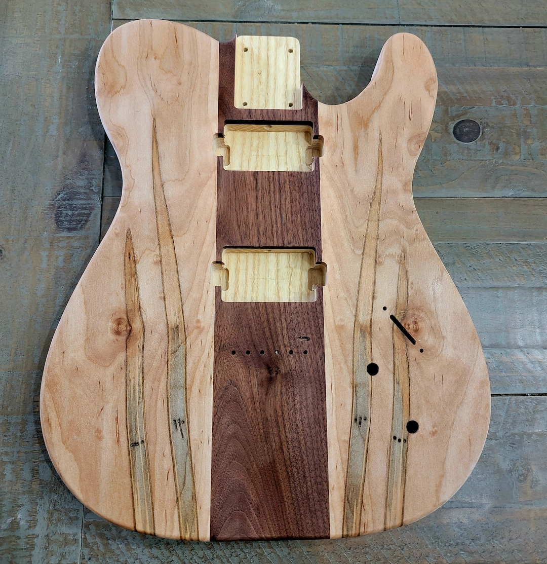Telecaster-style Guitar Body, Ambrosia Maple and Black Walnut, Ash Back ...