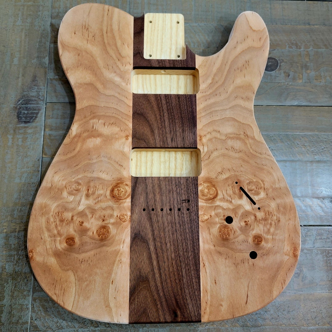 Telecaster-style Guitar Body, Maple and Black Walnut, Ash Back, P90/P90 ...