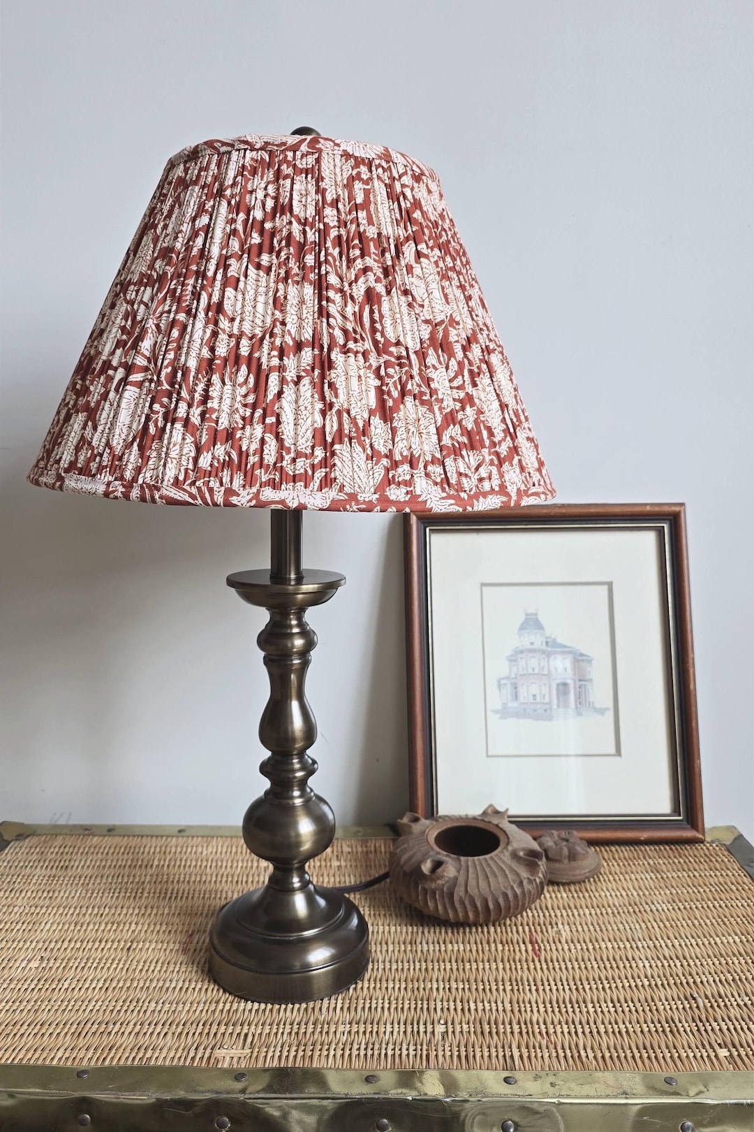 Brown Floral Blockprint Pleated Empire Lamp Shade - Etsy
