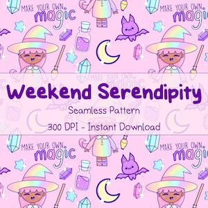 Make Your Own Magic Rainbow Witch, Seamless Repeat Pattern Digital ...