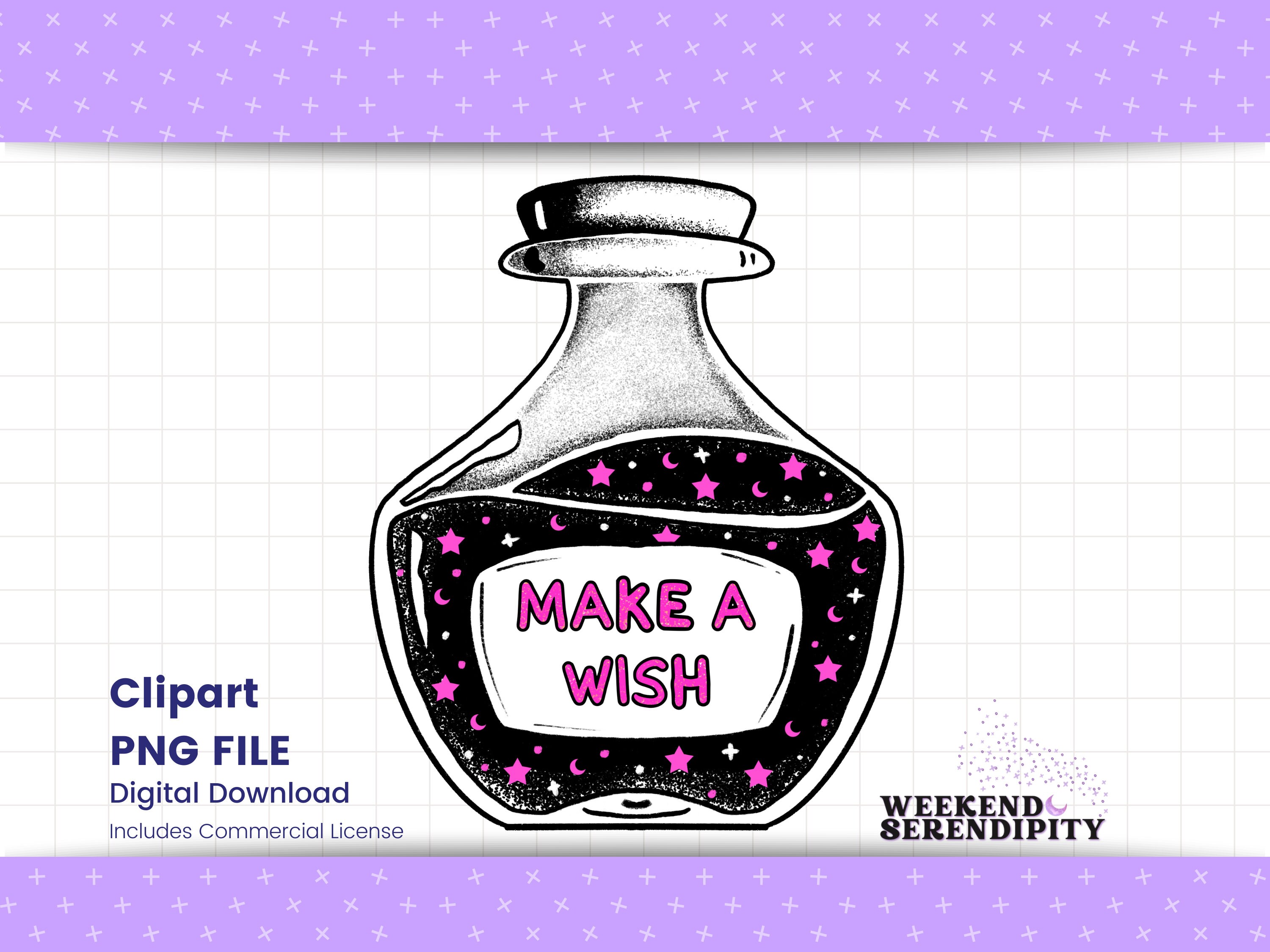 Make a Wish Potion Bottle Ink Drawing PNG File, Digital Download for ...