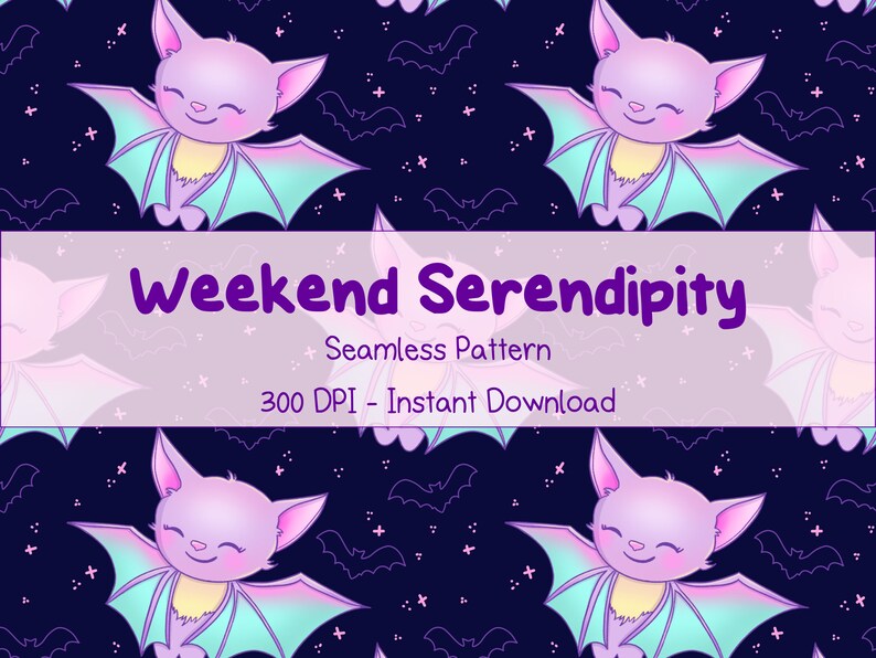 Seamless Pattern Kawaii Pastel Bat, Repeat Pattern, Digital Download ...