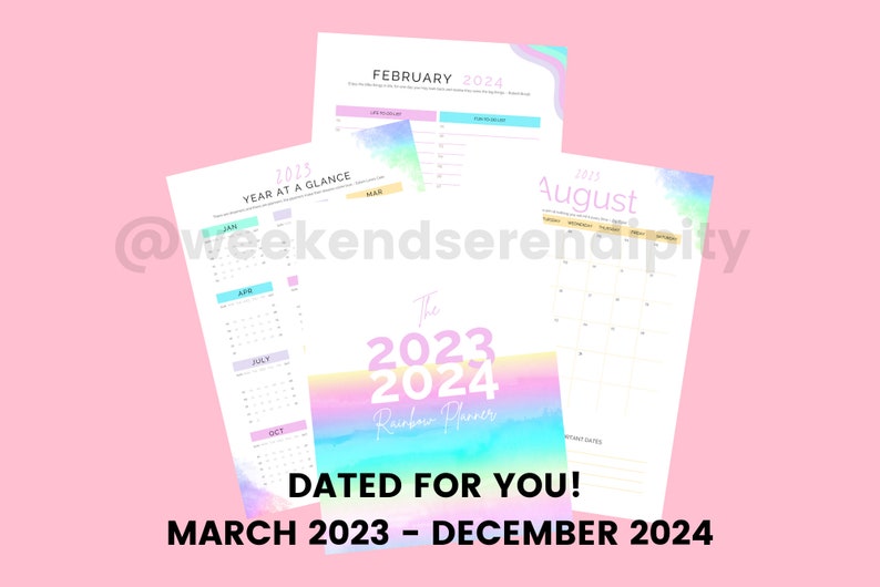 2023-2024 Printable PDF Planner Bundle Rainbow Edition Dated Over 80 ...