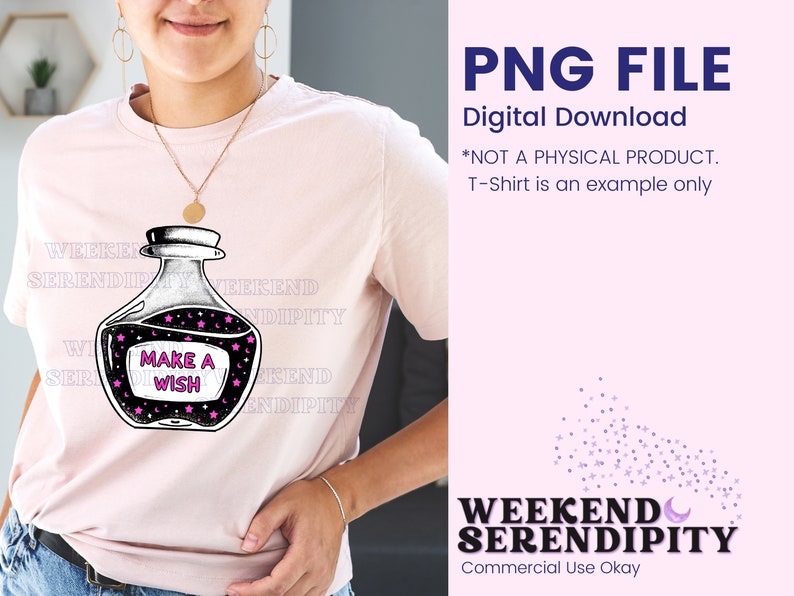 Make a Wish Potion Bottle Ink Drawing PNG File, Digital Download for ...