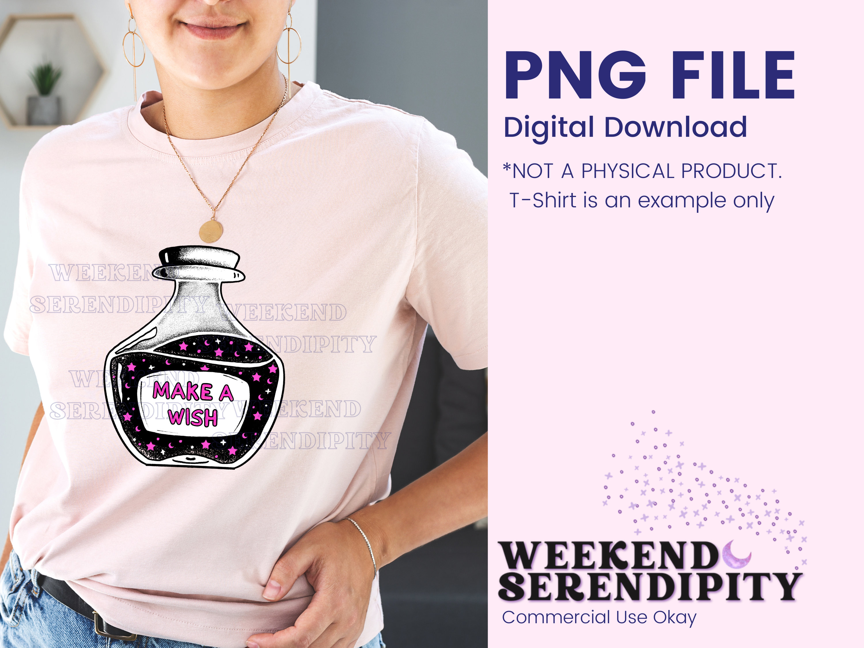 Make a Wish Potion Bottle Ink Drawing PNG File, Digital Download for ...