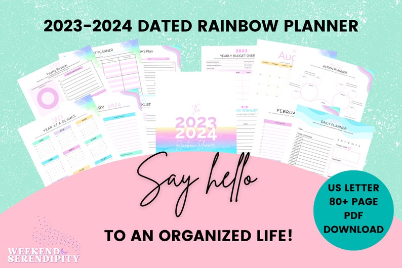 2023-2024 Printable PDF Planner Bundle Rainbow Edition Dated Over 80 ...