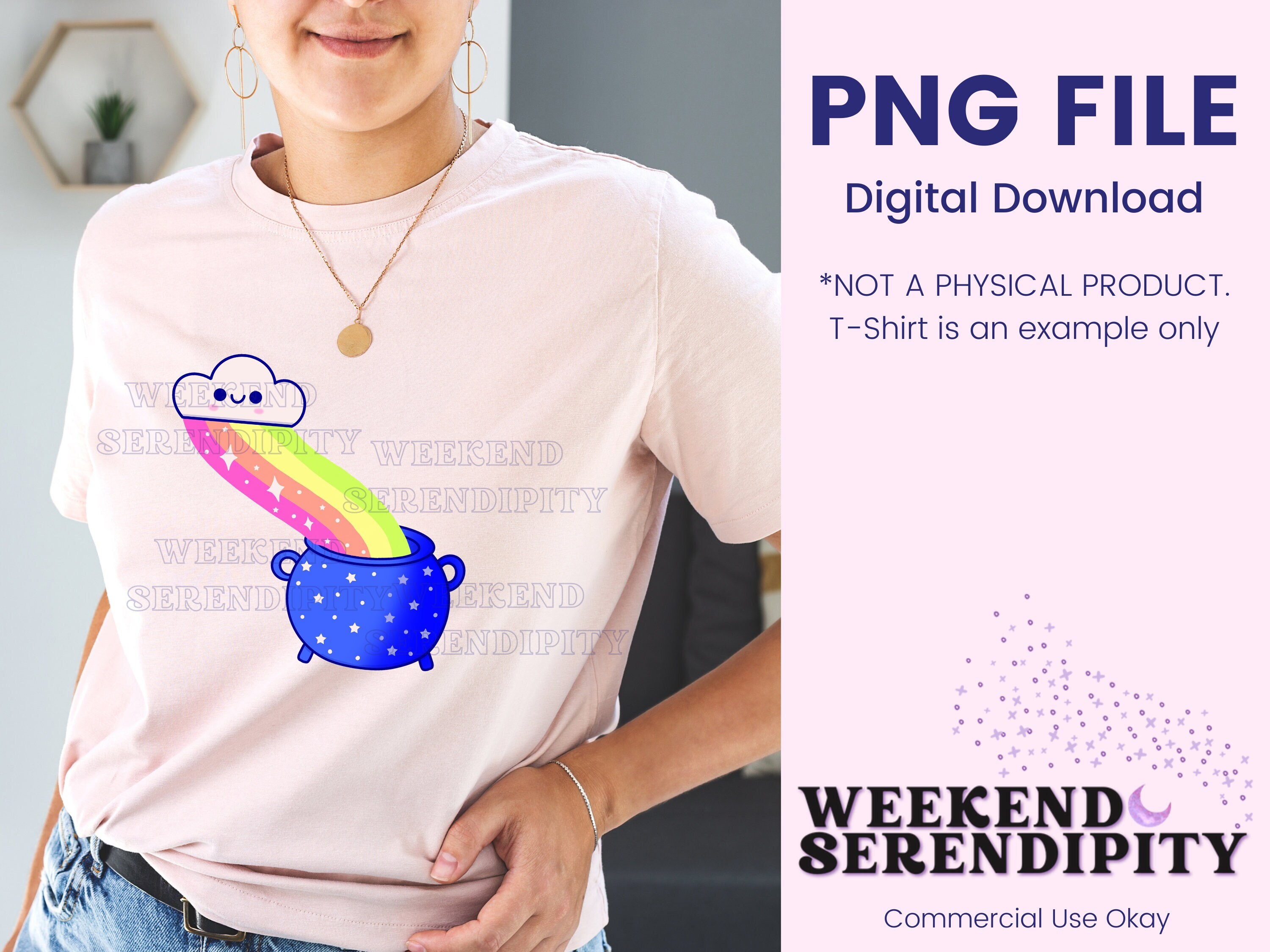 Kawaii Cloud, Rainbow and Cauldron PNG File, Digital Download for ...