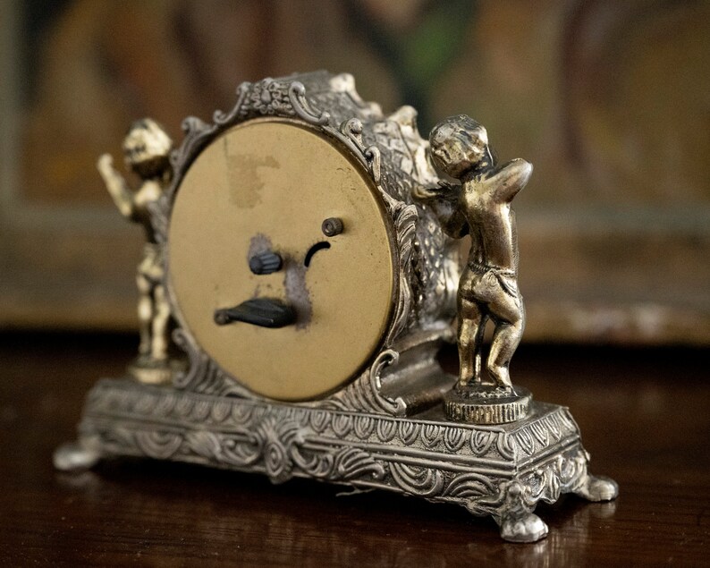 Vintage Gilt Effect Mantle Clock Cherubs Splendex Clock German Made ...