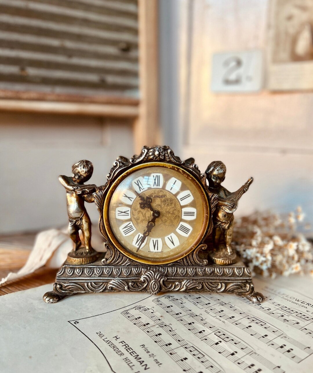 Vintage Gilt Effect Mantle Clock ~ Cherubs ~ Splendex Clock ~ German ...