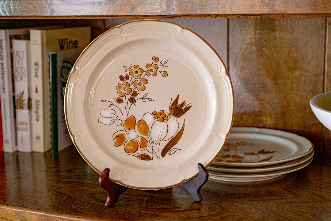 Japanese Stoneware Vintage Plate Set Autumn Fair Barogue Hand Painted ...