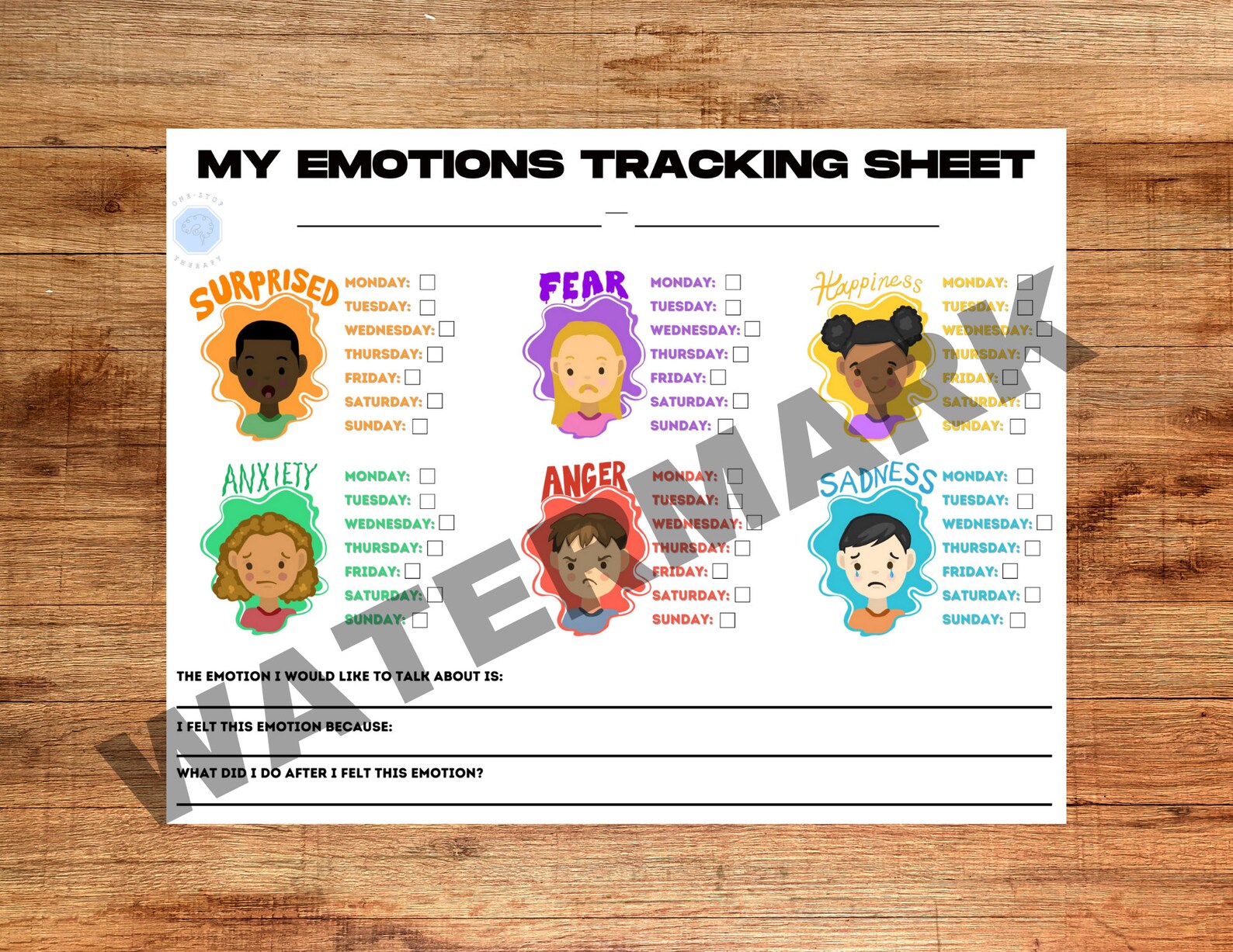My Emotions Tracking Sheet for Children - Printable Worksheet - Mental ...