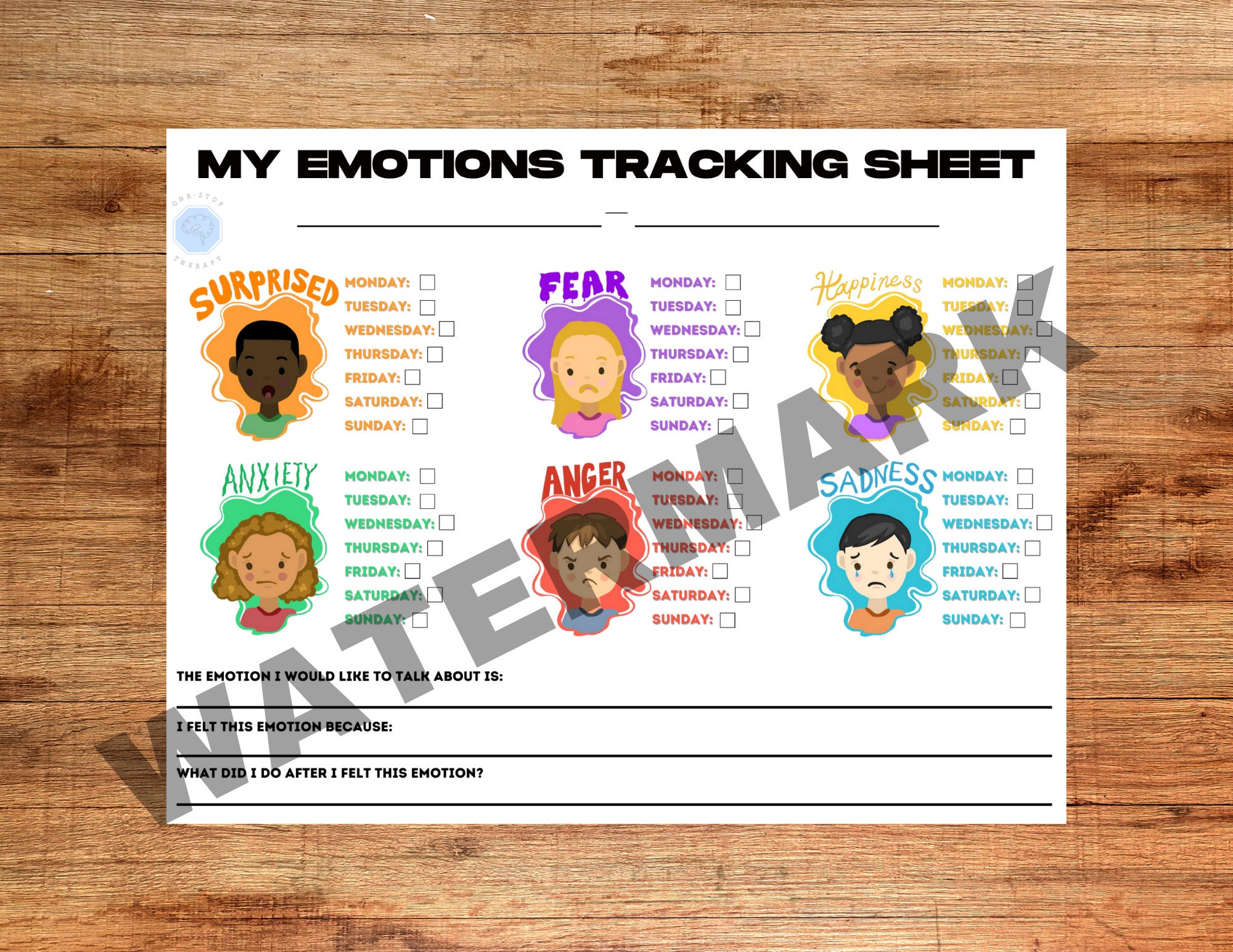 My Emotions Tracking Sheet for Children - Printable Worksheet - Mental ...