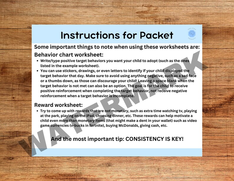 Behavior Chart and Rewards Packet for Children Printable Worksheet ...